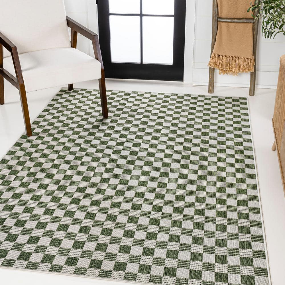JONATHAN Y Aimee Traditional Cottage Checkerboard Green/Cream 4 ft. x 6 ...