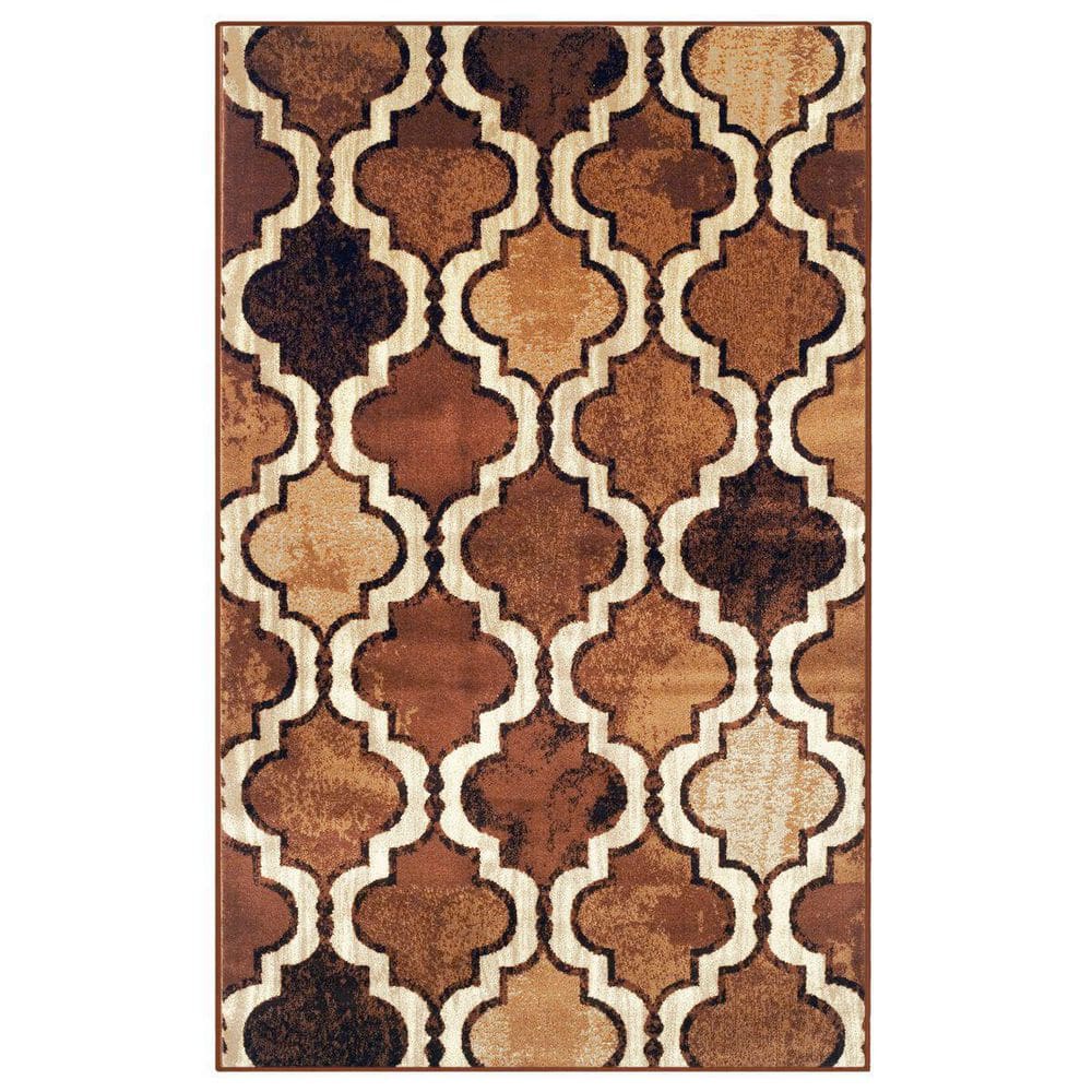 SUPERIOR Viking Brown 8 ft. x 10 ft. Rectangle Geometric, Trellis ...