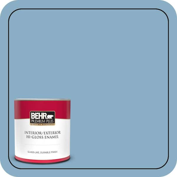 BEHR PREMIUM PLUS 1 qt. #S500-4 Chilly Blue Hi-Gloss Enamel Interior ...