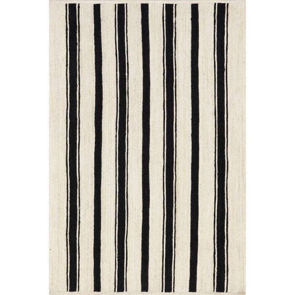 RUGS USA Calathea Striped Jute Black 10 ft. x 14 ft. Area Rug SVNT04B ...