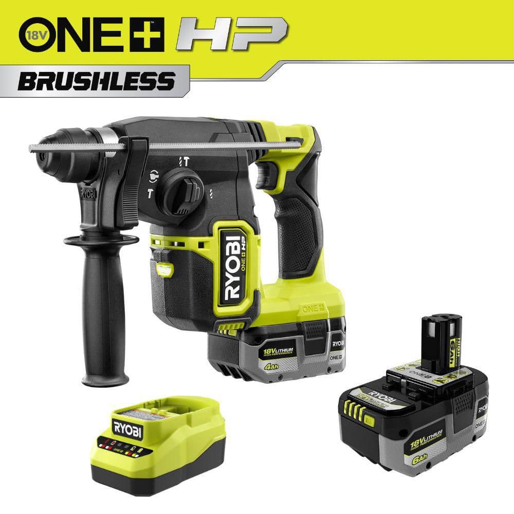 RYOBI ONE+ HP 18V Brushless Cordless 1 in. SDS Rotary Hammer Kit with ...