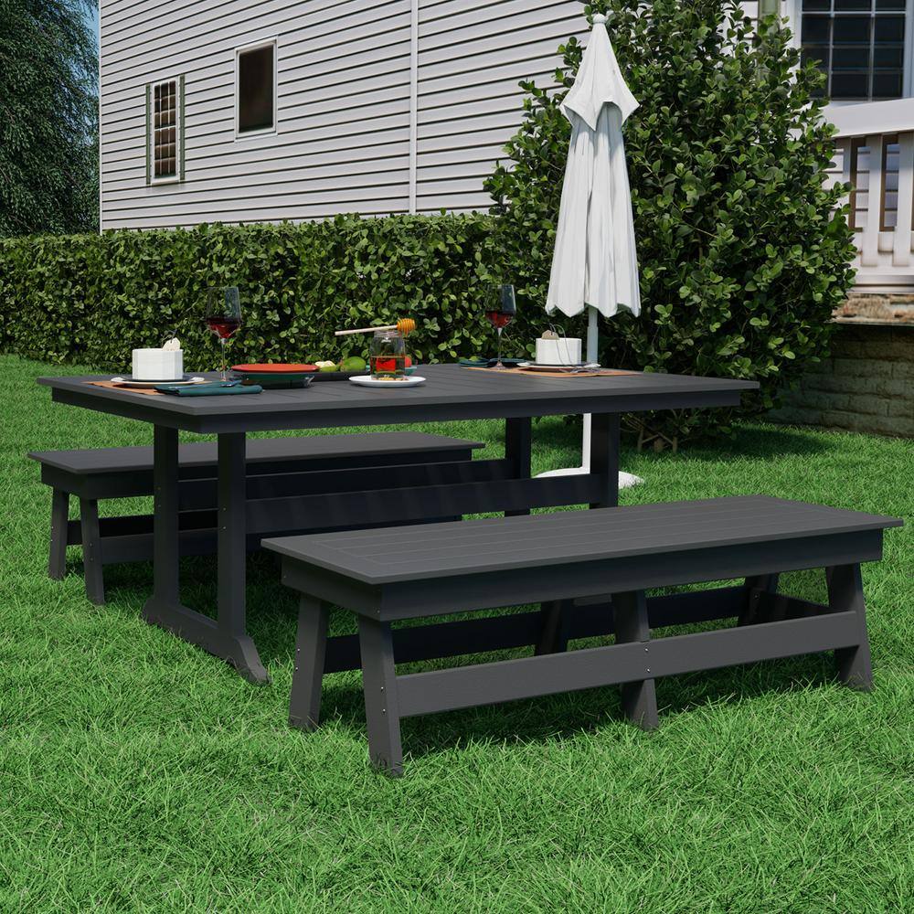 myhomore Gray 3-Piece Plastic Rectangular Dining Set HD-CTTD-GY3 - The Home Depot