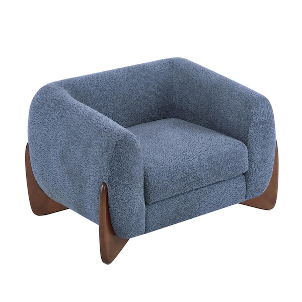 CHRISTOPHER KNIGHT HOME Florvex Modern Blue and Walnut Boucle Fabric ...