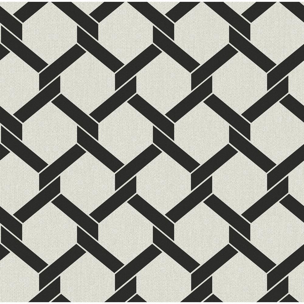 A-Street Prints Payton Black Hexagon Trellis Wallpaper Border Sample ...