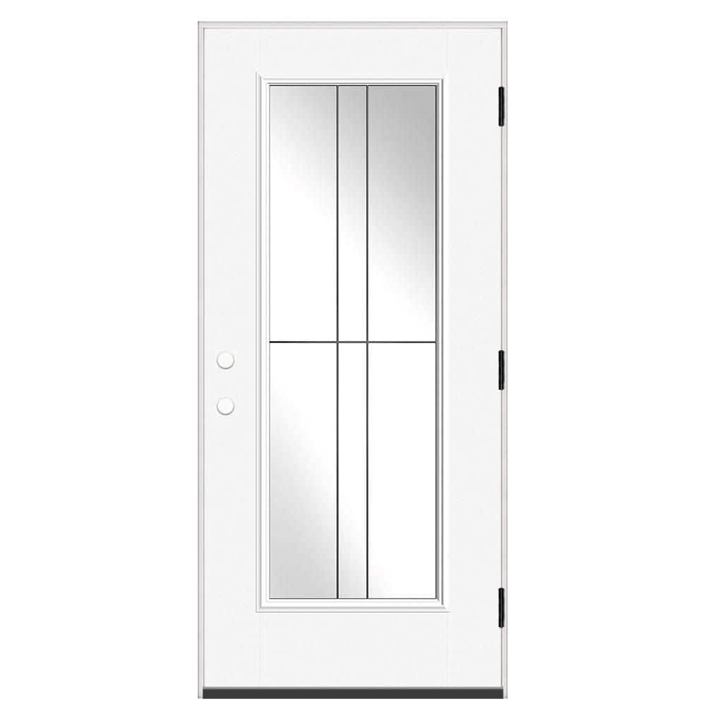 Masonite HVHZ 36 in. x 80 in. Left Hand/Outswing Full Lite Lyra Glass ...