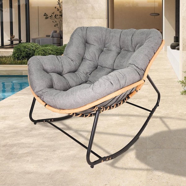 Modern Royal Metal Outdoor Rocking Chair, Rattan Wicker Lounge Chair ...