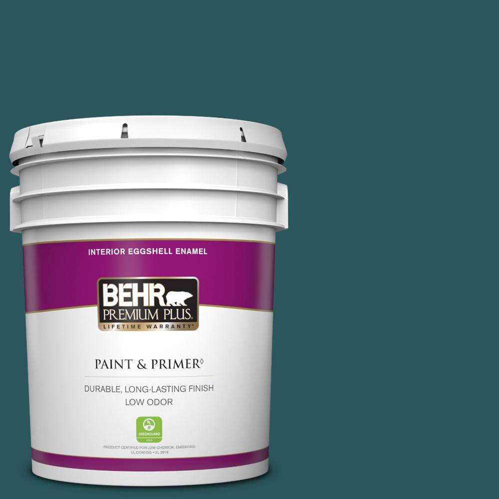 BEHR PREMIUM PLUS 5 gal. #MQ6-01 Ocean Abyss Eggshell Enamel Low Odor ...