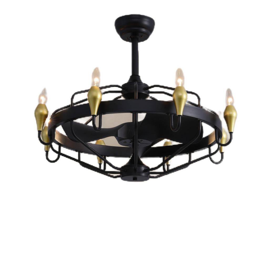 WDETR 29 in. Indoor 8-Lights Black Wagon Wheel Ceiling Fan with Lights ...