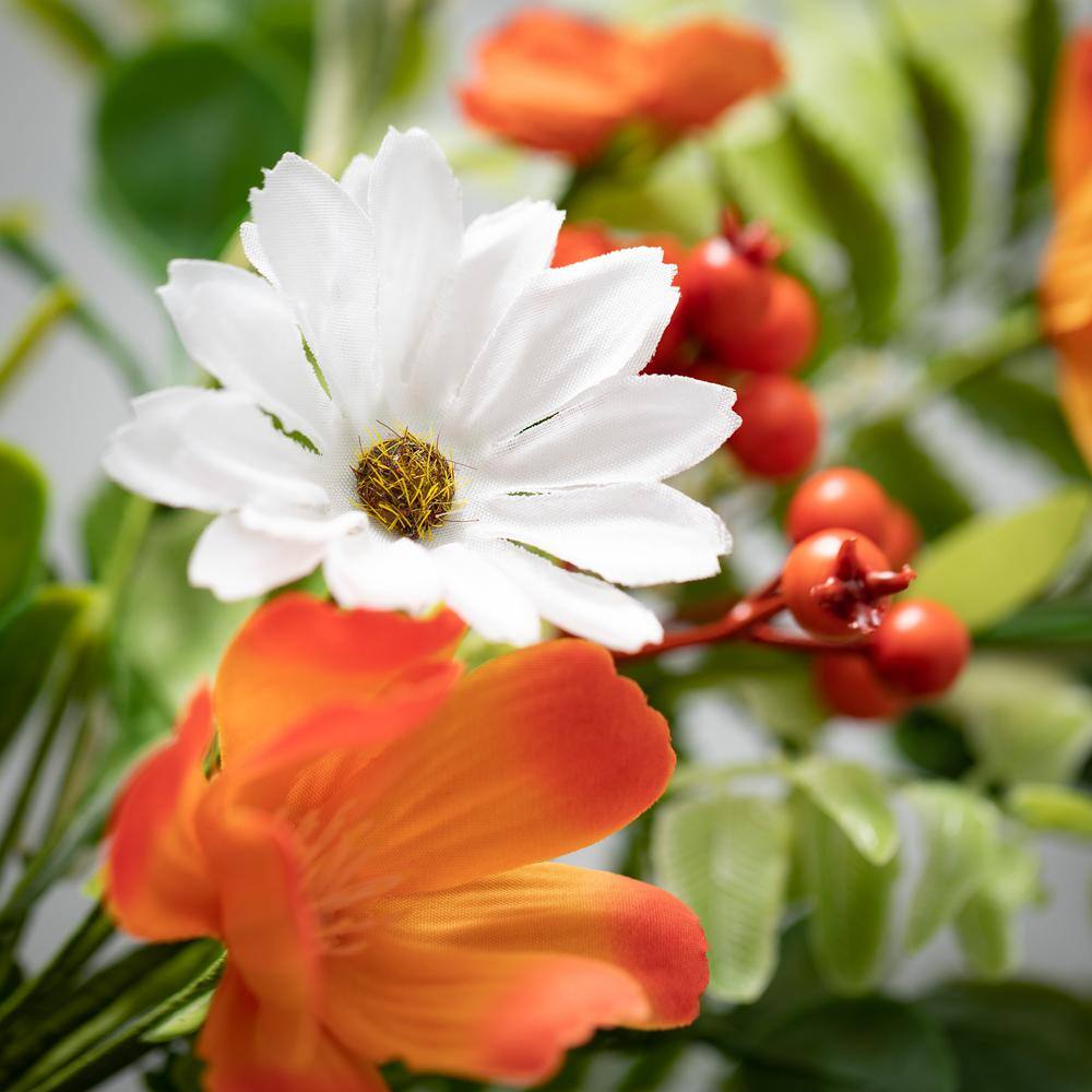 SULLIVANS 31 in. Artificial Tangerine and Cream Mixed Flower Small ...