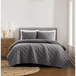 Stone Cottage Whitehill's 3-Piece Gray Solid Cotton Full/Queen Quilt ...