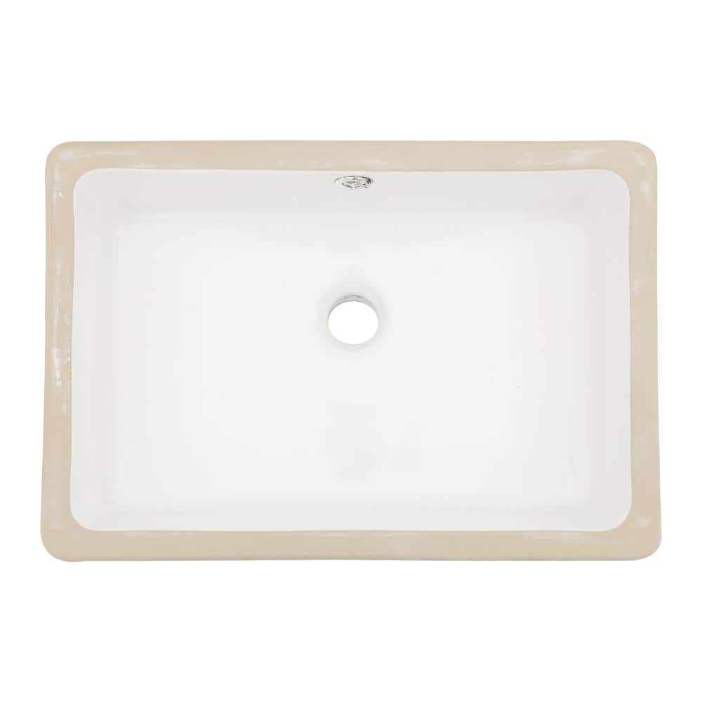 Logmey 18 in . Ceramic Rectangular Undermount Bathroom Sink in White ...