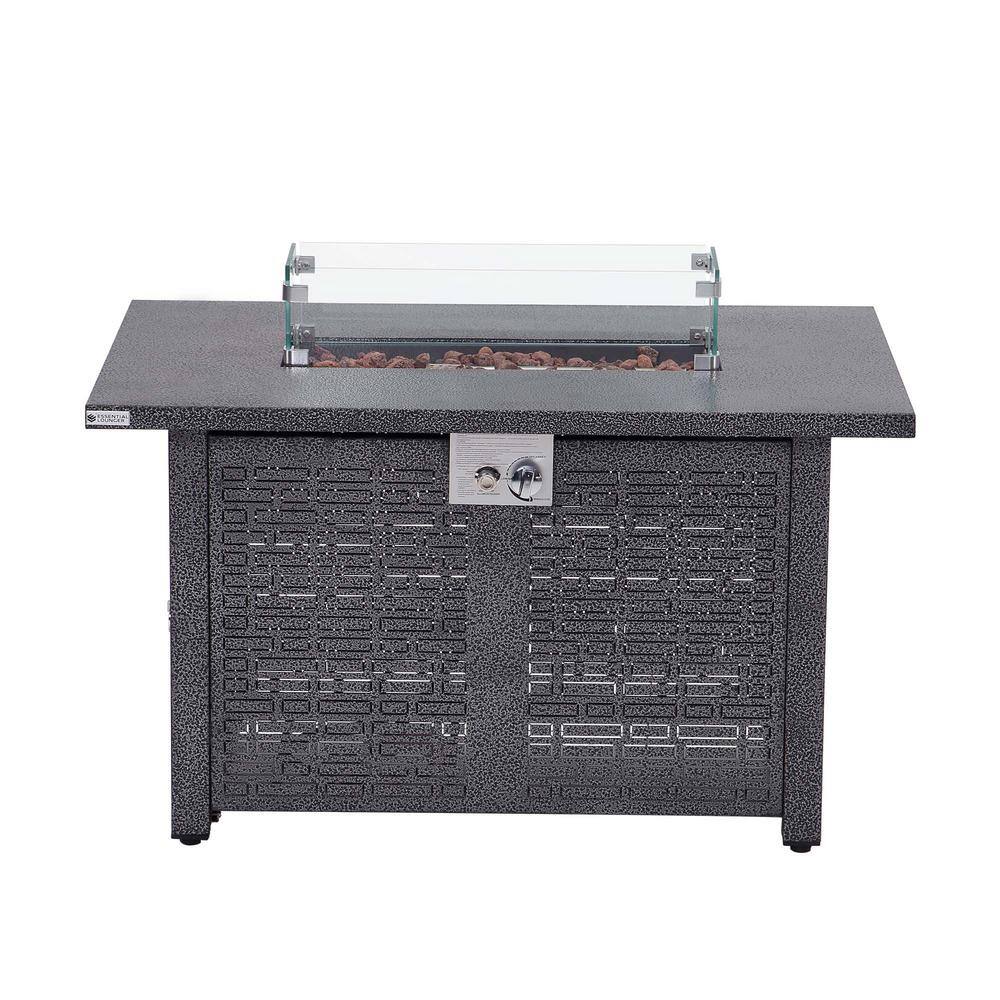 Runesay 50000 BTU 41.7 in. W Grey Outdoor Fire Pit Table with Gas Hose ...