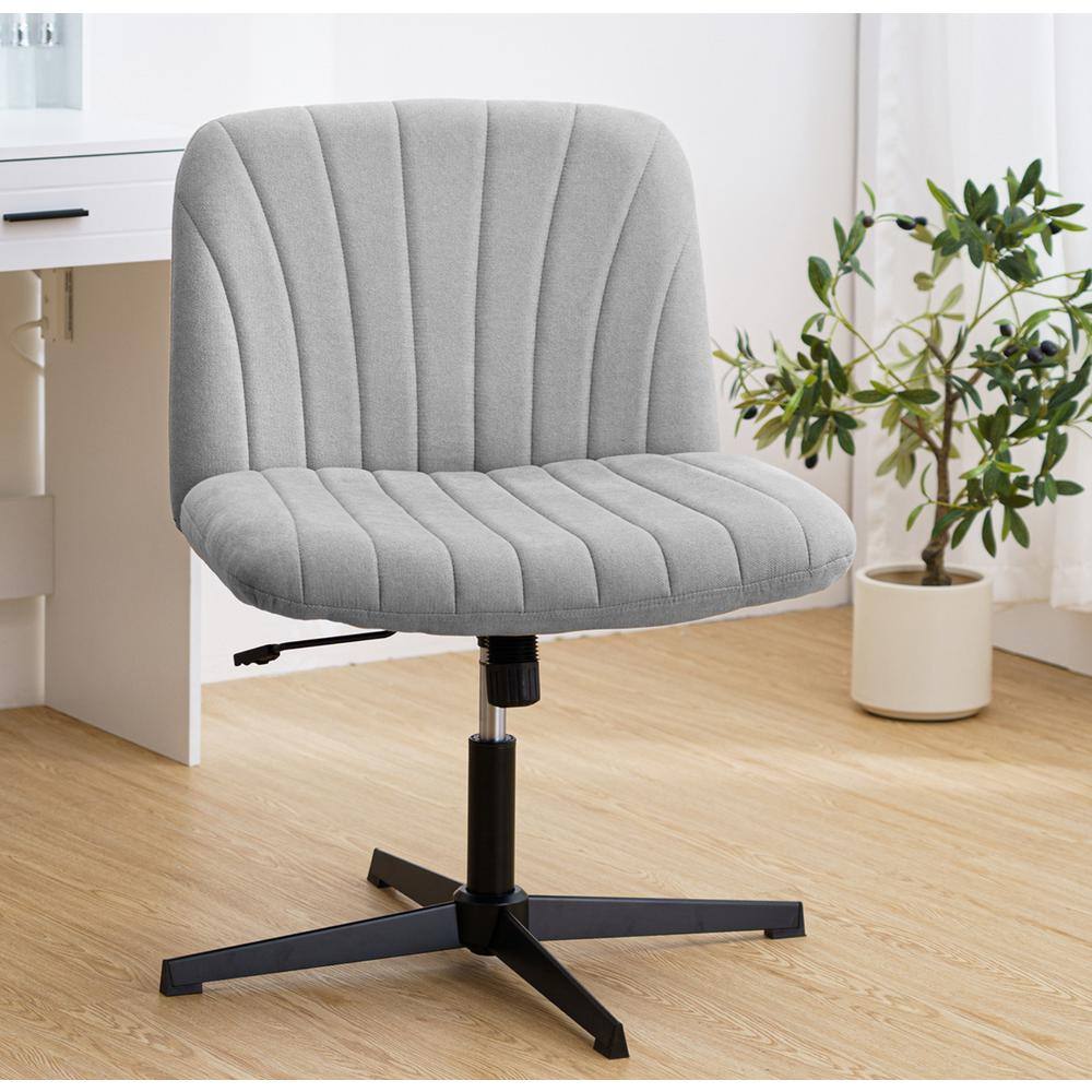 Hoffree Fabric Seat Armless Task Chair Adjustable Height Criss Cross ...