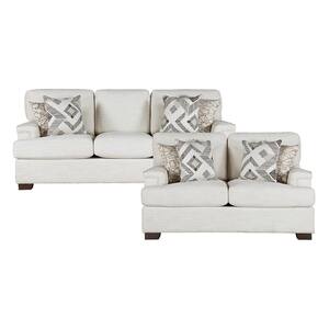Lazzara Croydon 91 in. W Straight Arm Chenille Rectangle Sofa in. Cream ...