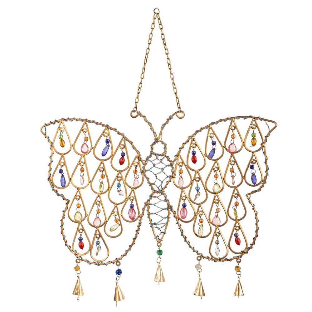 Evergreen Enterprises 23 in. Butterfly Metal with Glass Beads Wind ...