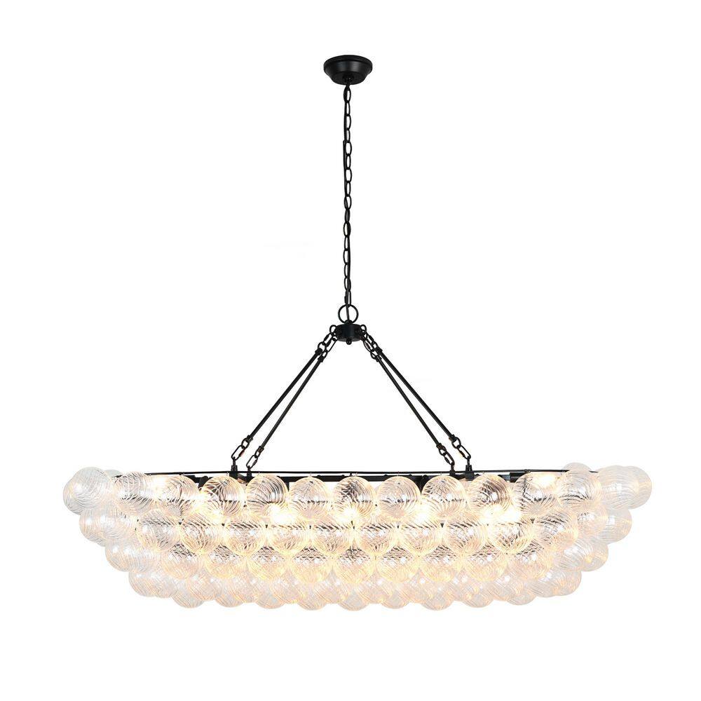 17 light Matte Black Chandelier Glass Bubble Chandeliers for Dining ...