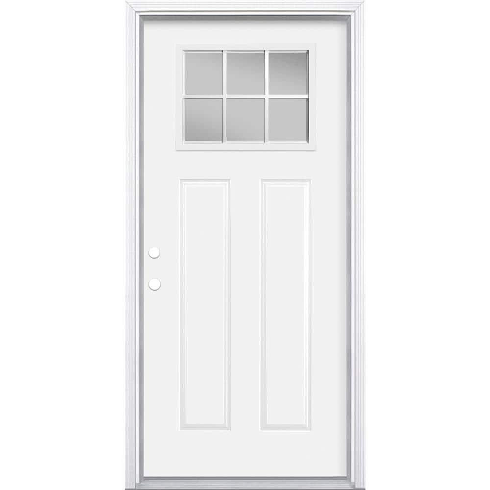 Masonite 36 in. x 80 in. Right-Hand/Inswing 6 Lite Clear Glass Primed ...