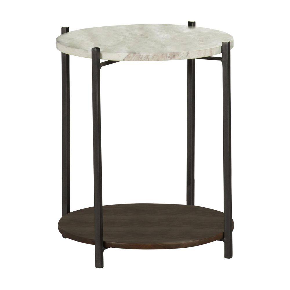 Coaster 17.5 in. White and Gunmetal Round Marble Top Accent Table ...