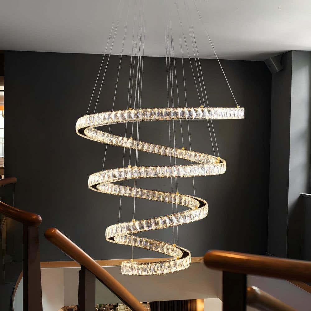BAOURE 1 Light Dimmable Integrated LED Gold Crystal Chandelier with ...