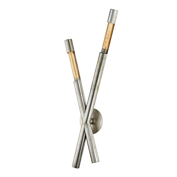 Troy Lighting Hendrix 2-Light Silver Leaf with Nickel Accents Wall ...