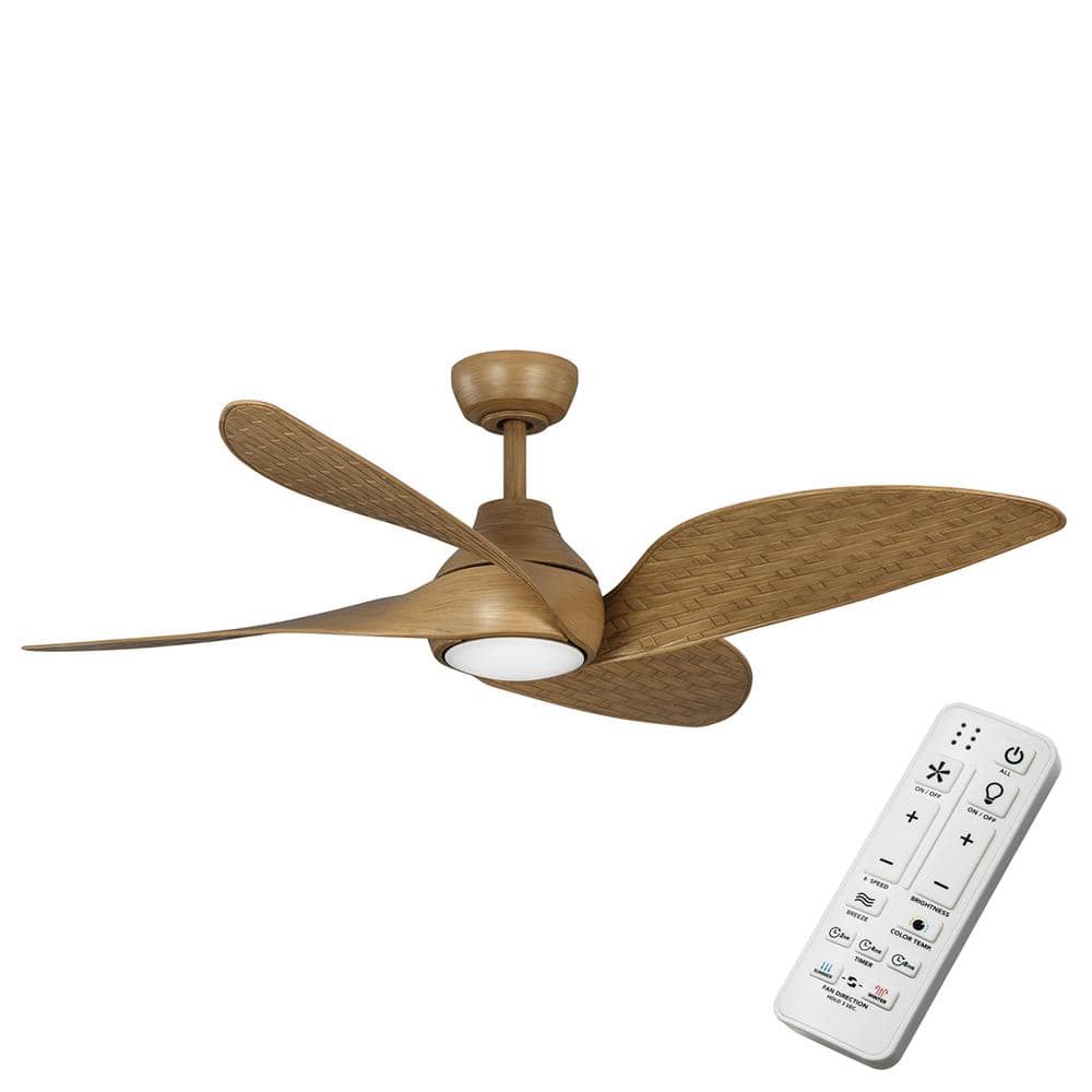 Hampton Bay Fernbrooke 52 in. Indoor/Outdoor Brown Oak Ceiling Fan with ...