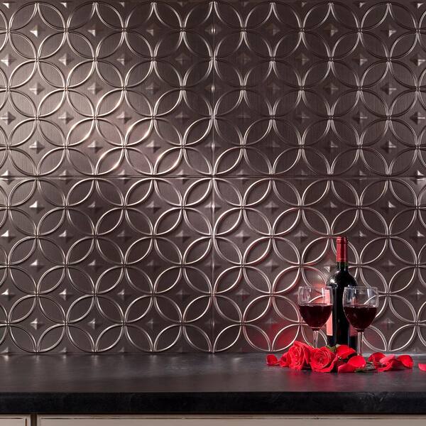 Brushed Nickel Backsplash Tiles Fasade 6in X 6in Chain Vinyl
