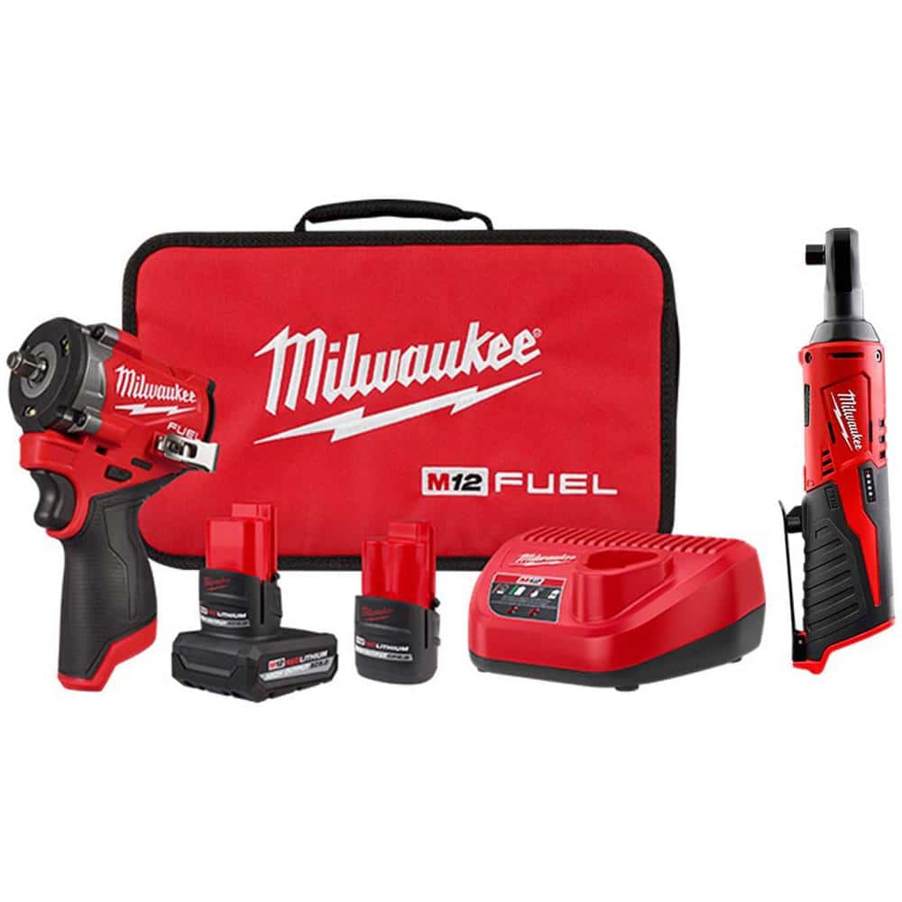 Milwaukee M12 FUEL 12V Li-Ion Brushless Cordless Stubby 3/8 in. Impact ...