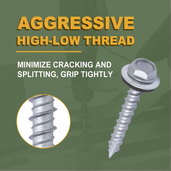 Angel Sar Metal Roofing Screws, 300-Piece #10 x 1 in. Zinc Plated Hex ...
