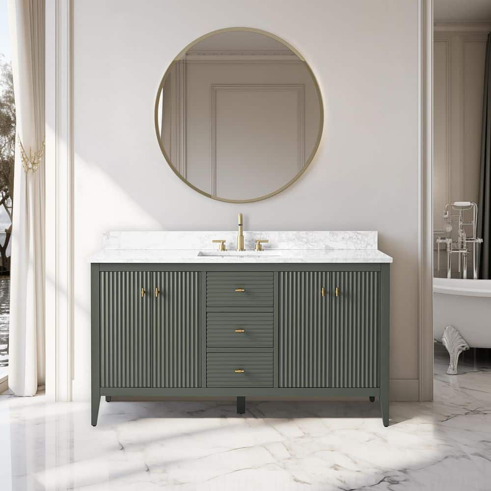 Vanity Art 60 in. W x 22 in D x 38 in. H Single Sink Bath Vanity ...