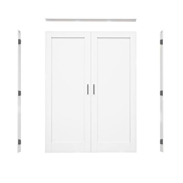 ARK DESIGN 60 in. x 80 in. 1-Panel Frosted Glass Universal White Solid ...