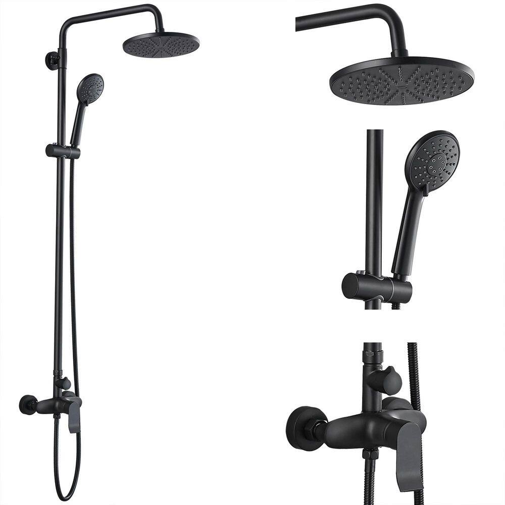 Matte Black Shower Fixture Set Stainless Steel Wall Mount Exposed 8 in ...