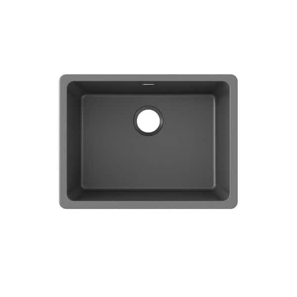 Elkay Quartz Classic Dusk Gray Quartz 24.625 in. Single Bowl Undermount ...