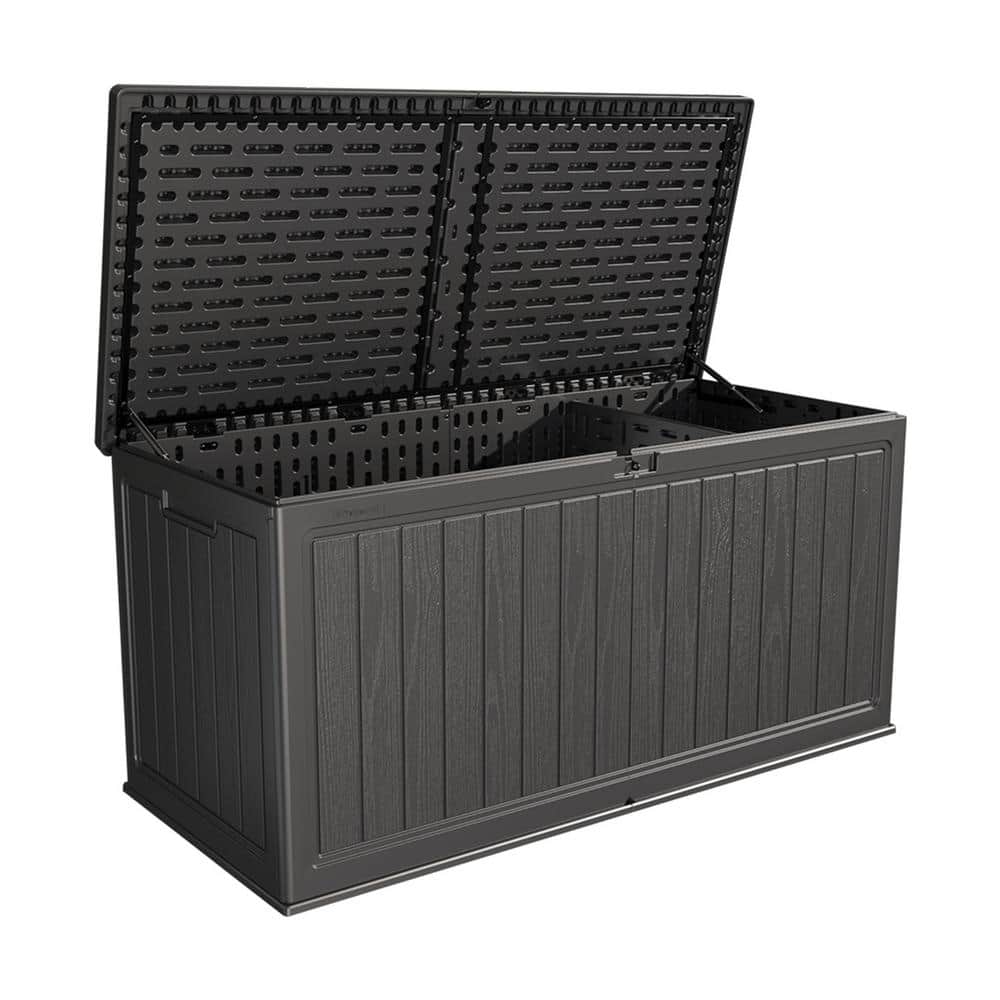 Patiowell 260 gal. Resin Outdoor Storage Deck Box in Black PASB646BK ...