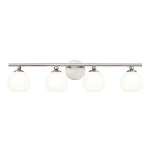 Neoma 38.25 in. 5-Light Brushed Nickel Vanity Light with Opal Etched ...