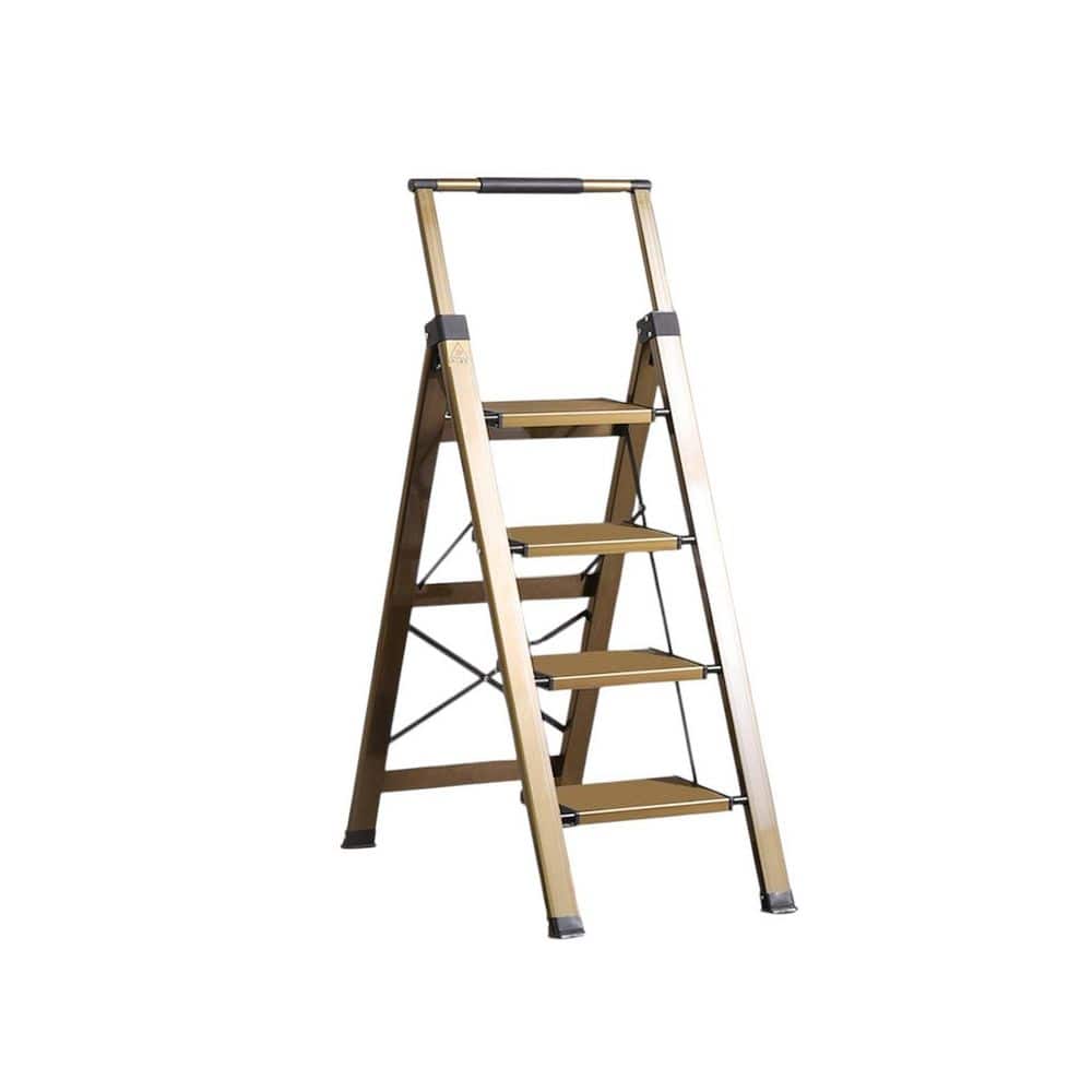 KIWDZFU Reach 50 in. H 5 Step Folding Aluminum Ladder with Retractable ...