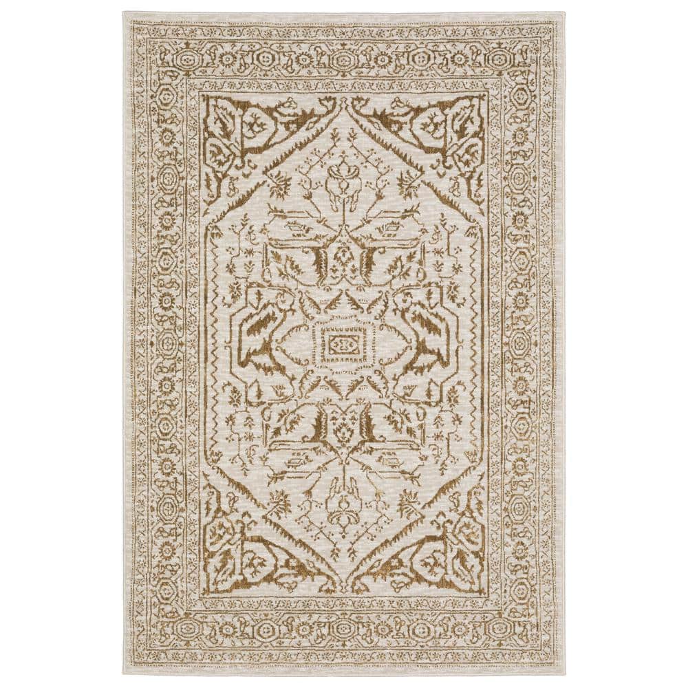 AVERLEY HOME Imperial Ivory/Gold 8 ft. x 11 ft. Persian-Inspired ...
