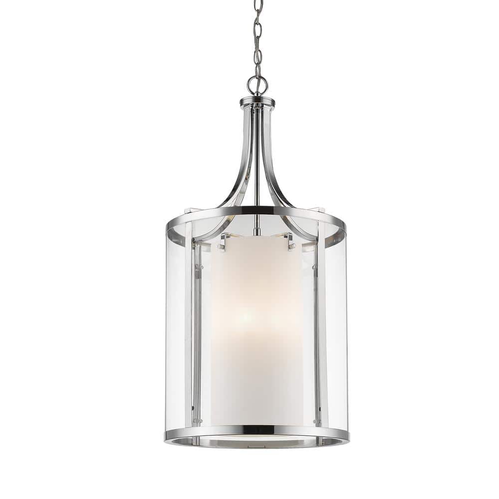 Willow 60 Watt 8 Light Chrome Indoor Shaded Pendant Light With Clear ...