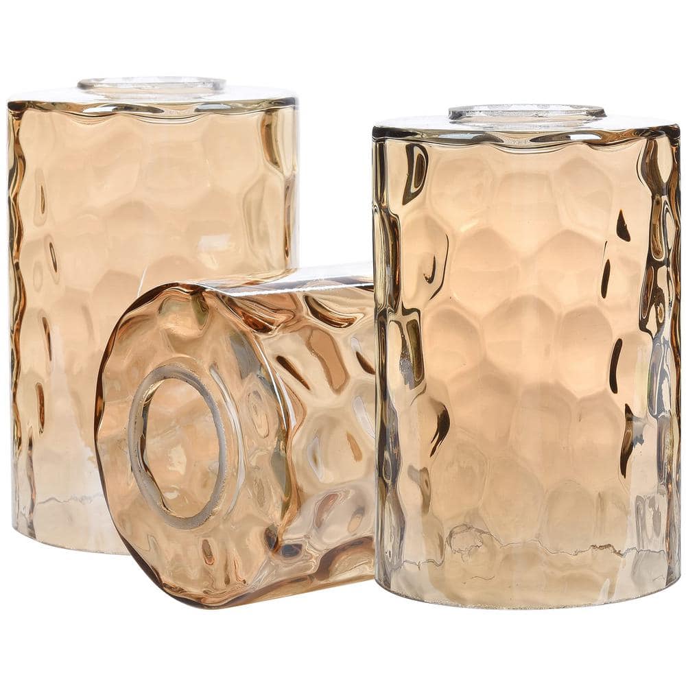 BIBIVIS 6 in. Amber Hammer Glass Shade with Water Ripple Cylindrical ...