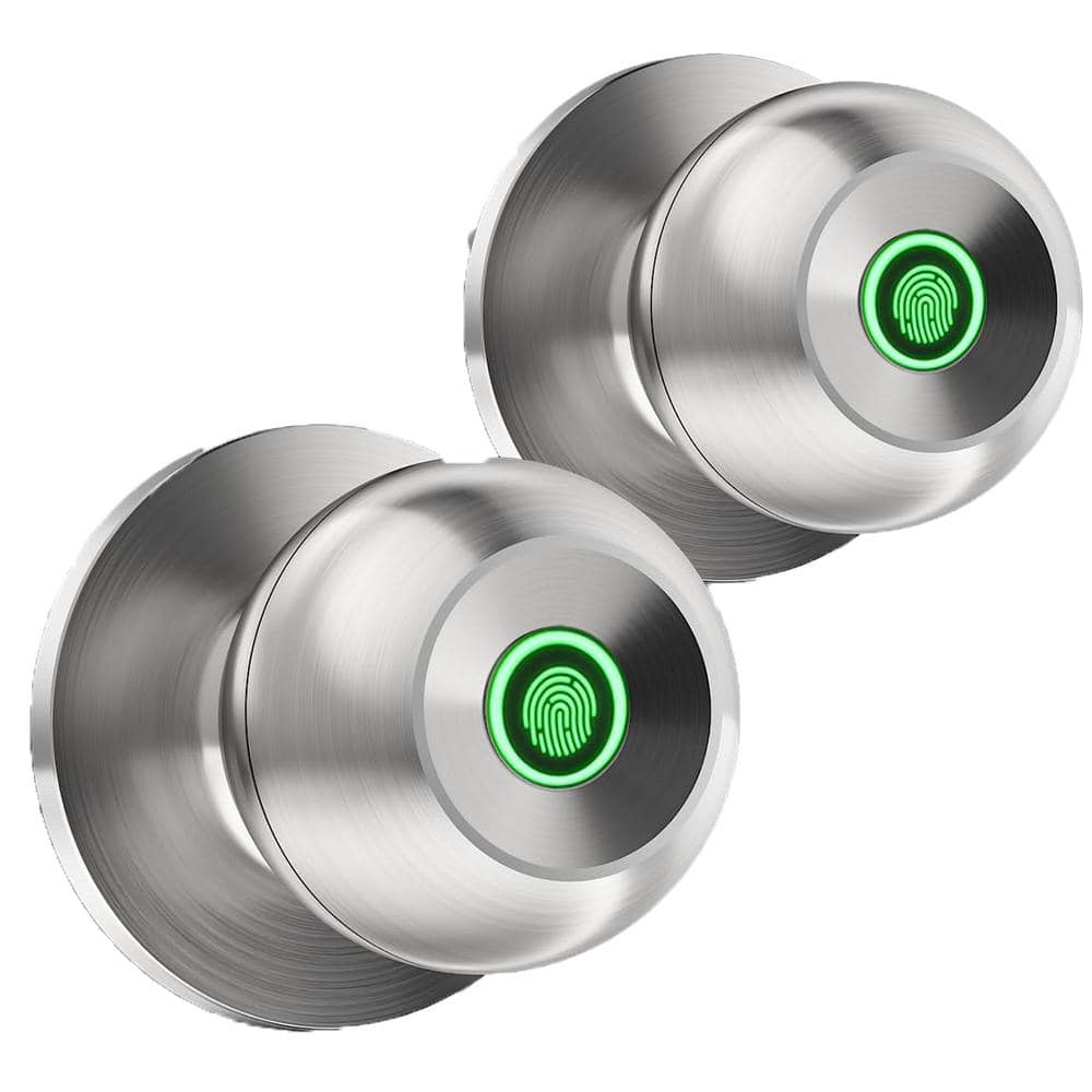 Lukyamzn Smart Biometric Fingerprint Doorknob in Silver PH00327B129 ...