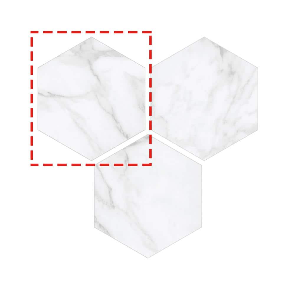 sunwings Hexagon Marble 6 in. x 6 in. White Calacatta Peel and Stick ...