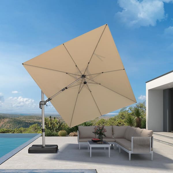 PURPLE LEAF 9 ft. x 12 ft. Cantilever Patio Umbrella Light Champagne ...