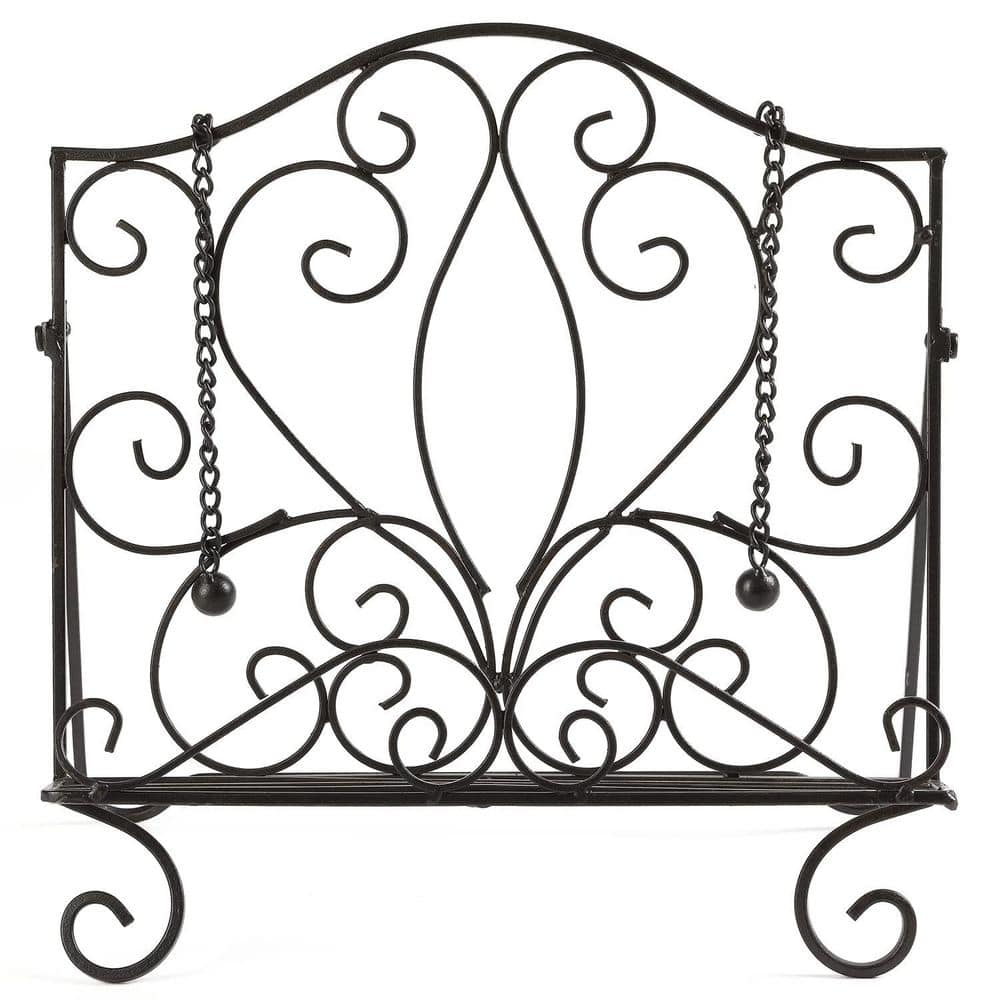 Anqtovp Black Metal Recipe Stand Vintage Scrollwork Cookbook Holder ...