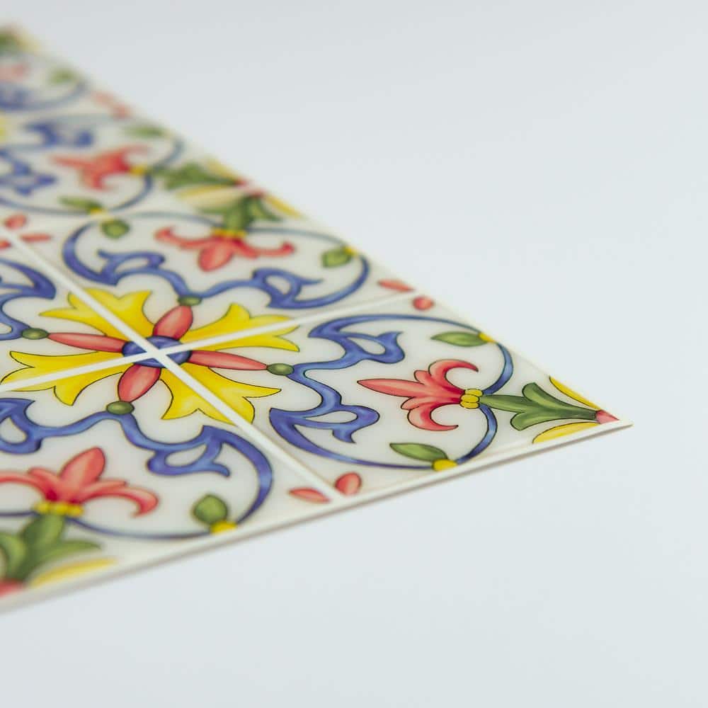 Buy Multi-Color Vinyl Tuscan Tile Peel Stick Backsplash Tiles Online at ...