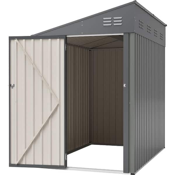 VEIKOUS 4 ft. W x 8 ft. D Metal Storage Lean-To Shed 33 sq. ft. in Gray ...