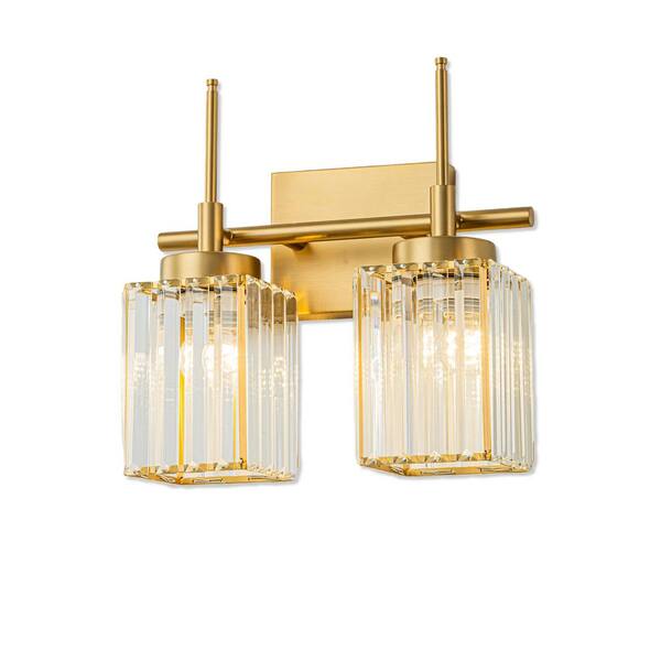 EDISLIVE Orillia 12.2 in. 2-Light Modern Industrial Gold Bathroom ...