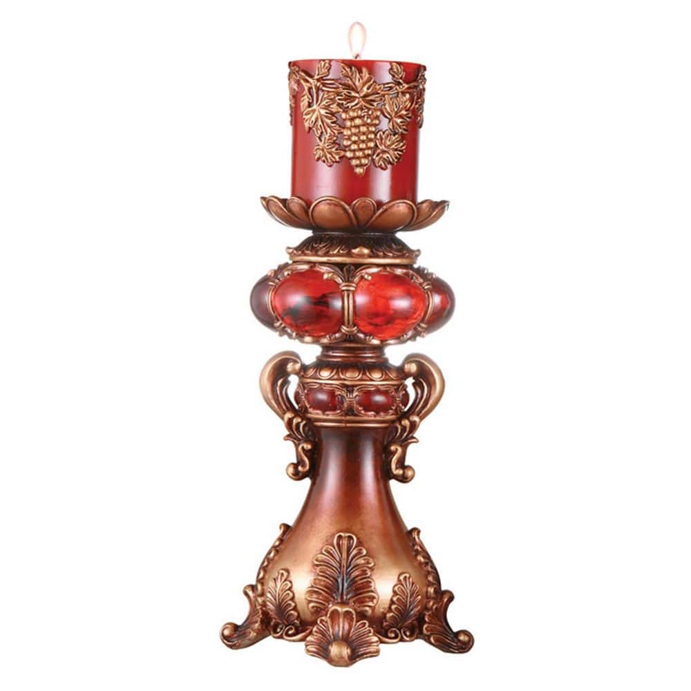 HomeRoots Red Marble Pillar Single-Pack 2000468327 - The Home Depot