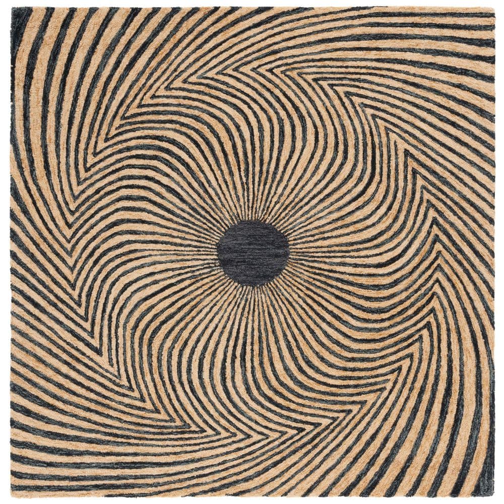 SAFAVIEH Metro Black/Gold 6 ft. x 6 ft. Geometric Striped Swirl Square ...