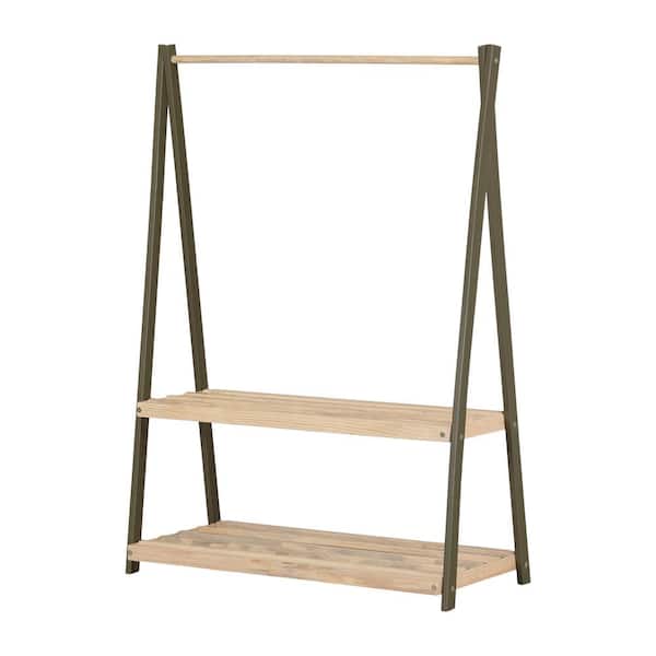 South Shore 41 in. Sweedi Natural and Olive Green Kids Armoires Clothes ...