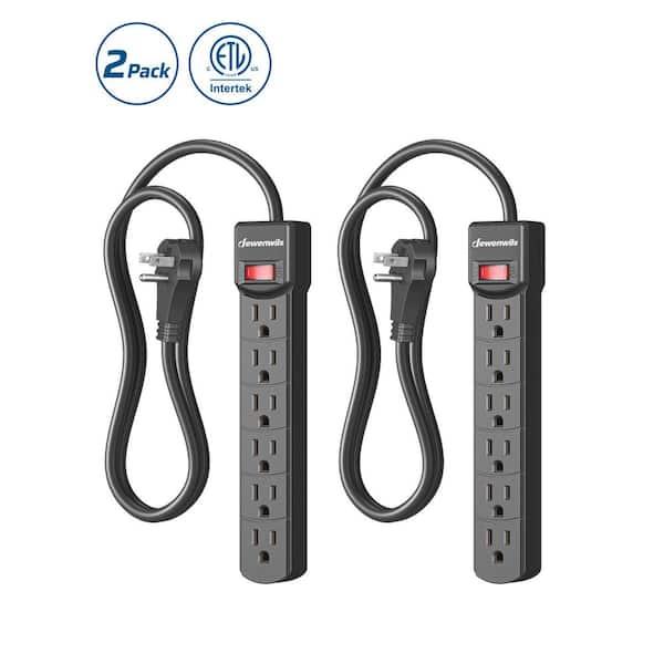 DEWENWILS 2. 7ft. 6-Outlet Surge Protector Power Strip, 300 Joules ...