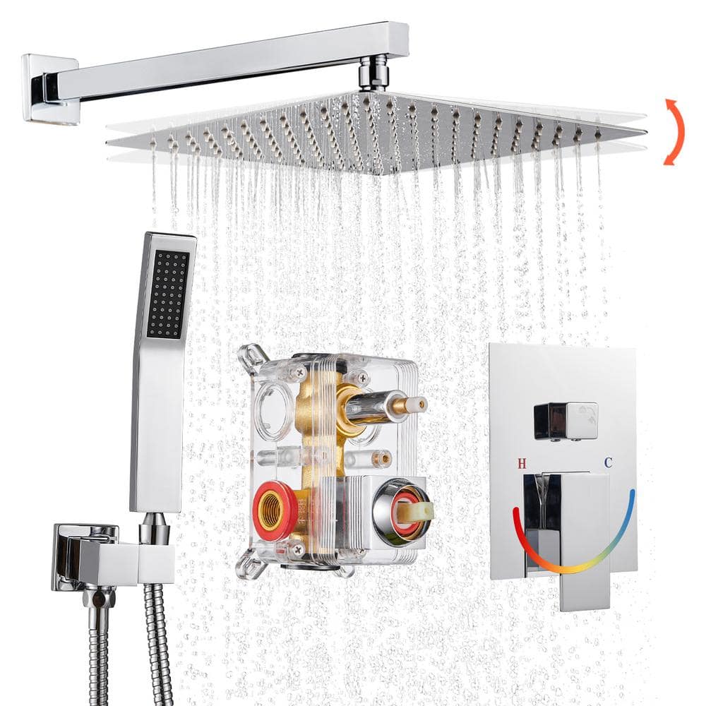 Heemli Rain Single Handle 2-Spray with Valve 1.8 GPM 12 in. Shower ...